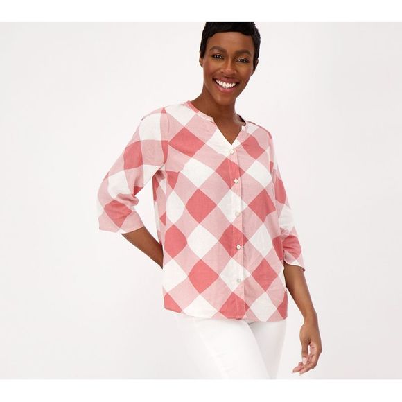 Denim&Co | Tops | Denim Co Womens Top Plus Sz 3x Naturals Printed Linen ...